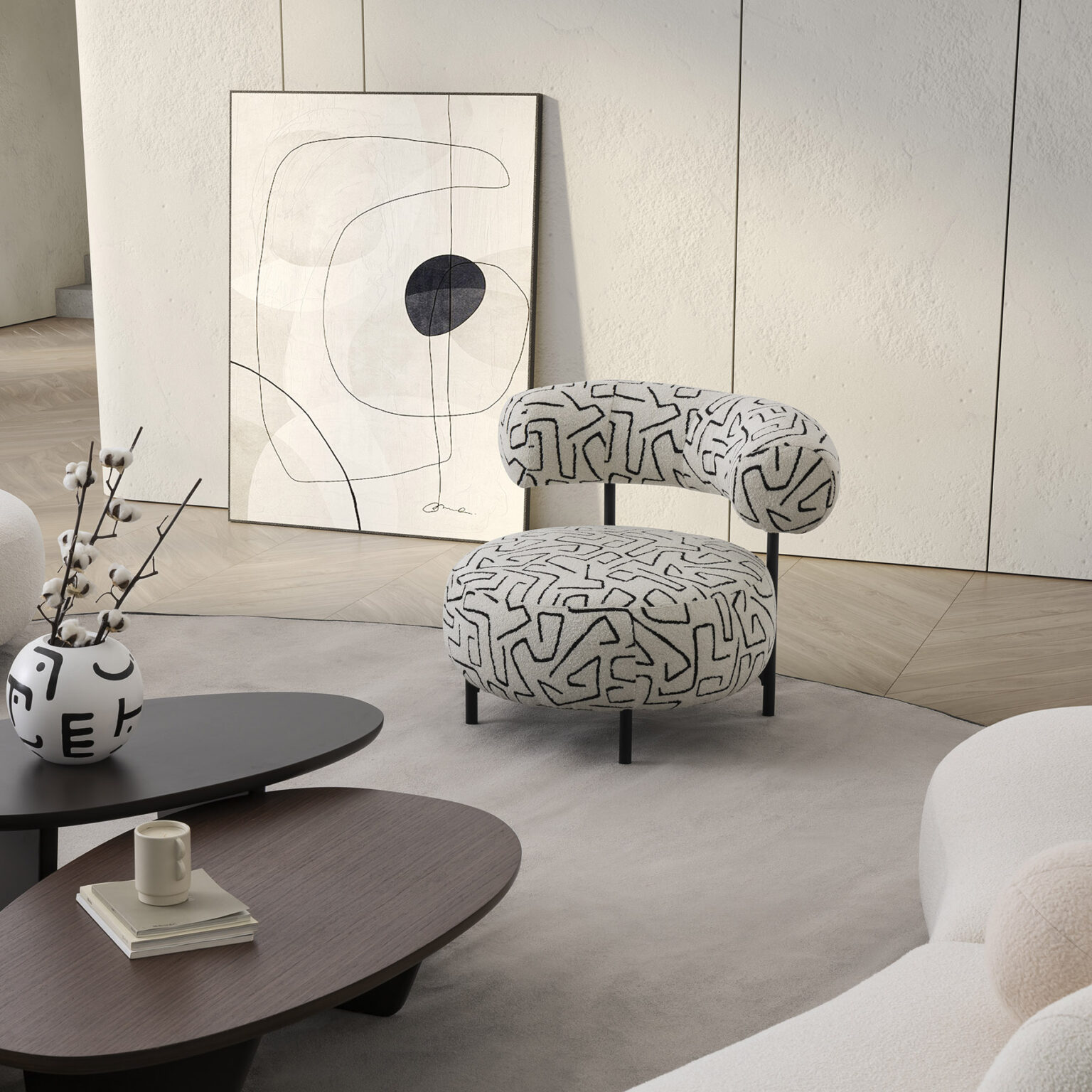 Bon bon Round Accent Armchair - for Contemporary living spaces
