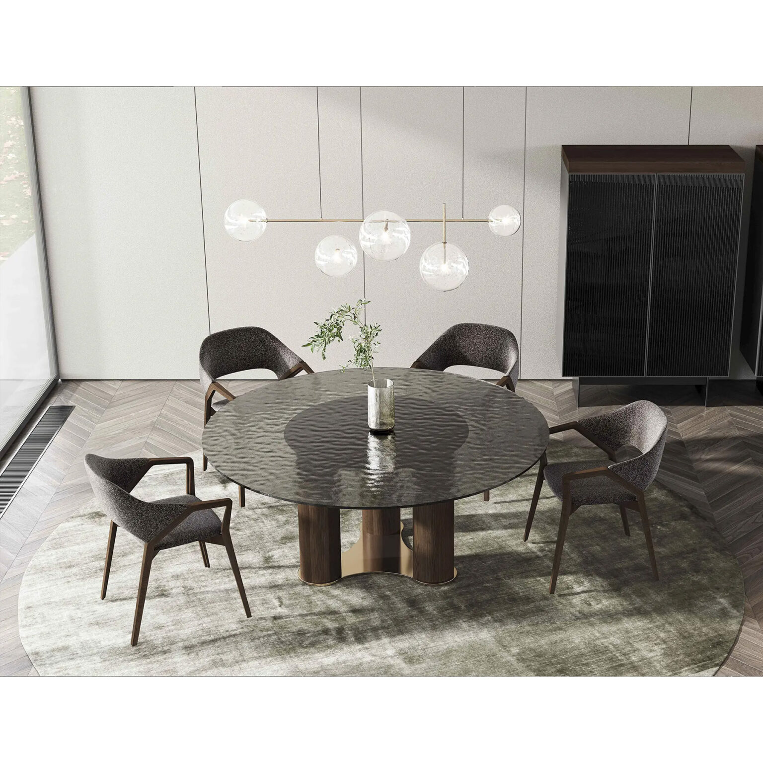 Luxury Round Glass Dining Table - Libre | LEOPARD Furniture