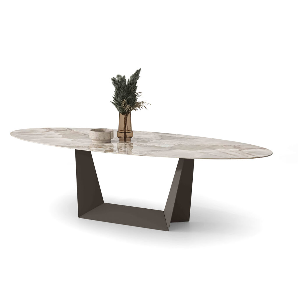 Oval Natural Stone Dining Table - Avorio | LEOPARD Furniture