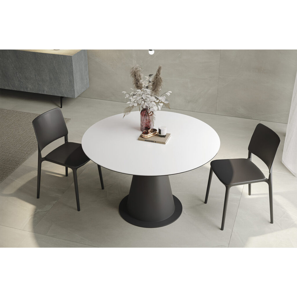 Round White Ceramic Elegance - Minimalist Luna Dining Table