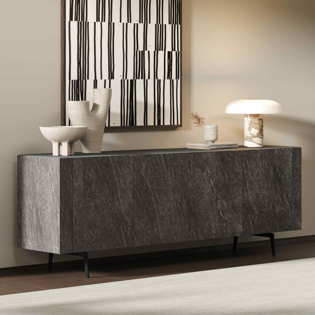 Nero Sideboard: Gray Ceramic Sideboard for Modern Interiors