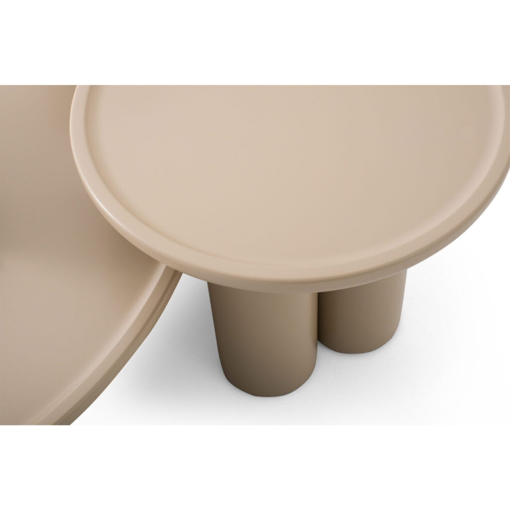 Taupe Round Coffee Table | Tridente Coffee & Side Tables at LEOPARD