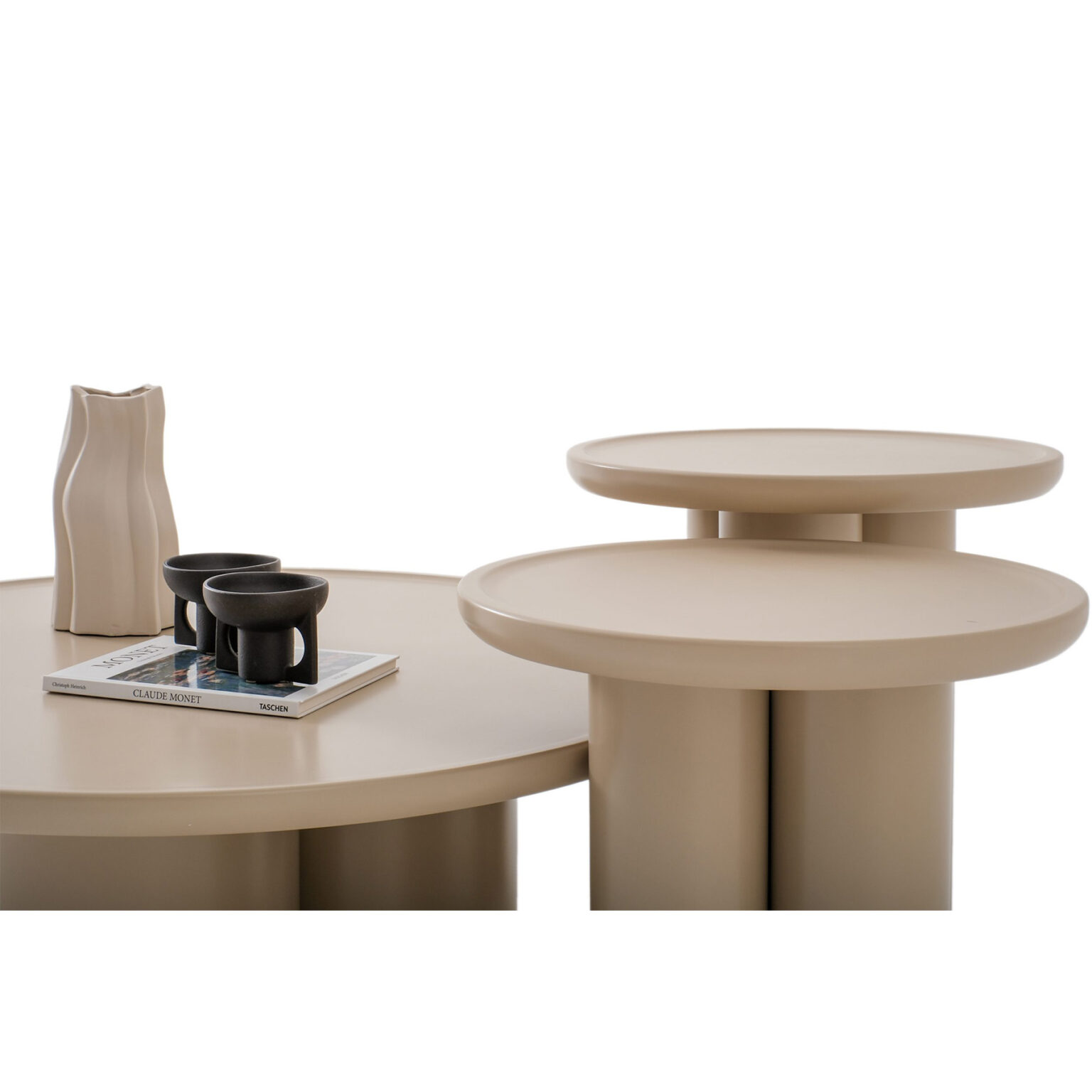 Taupe Round Coffee Table | Tridente Coffee & Side Tables at LEOPARD