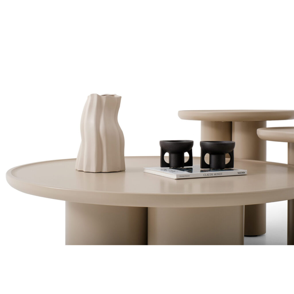 Taupe Round Coffee Table | Tridente Coffee & Side Tables at LEOPARD