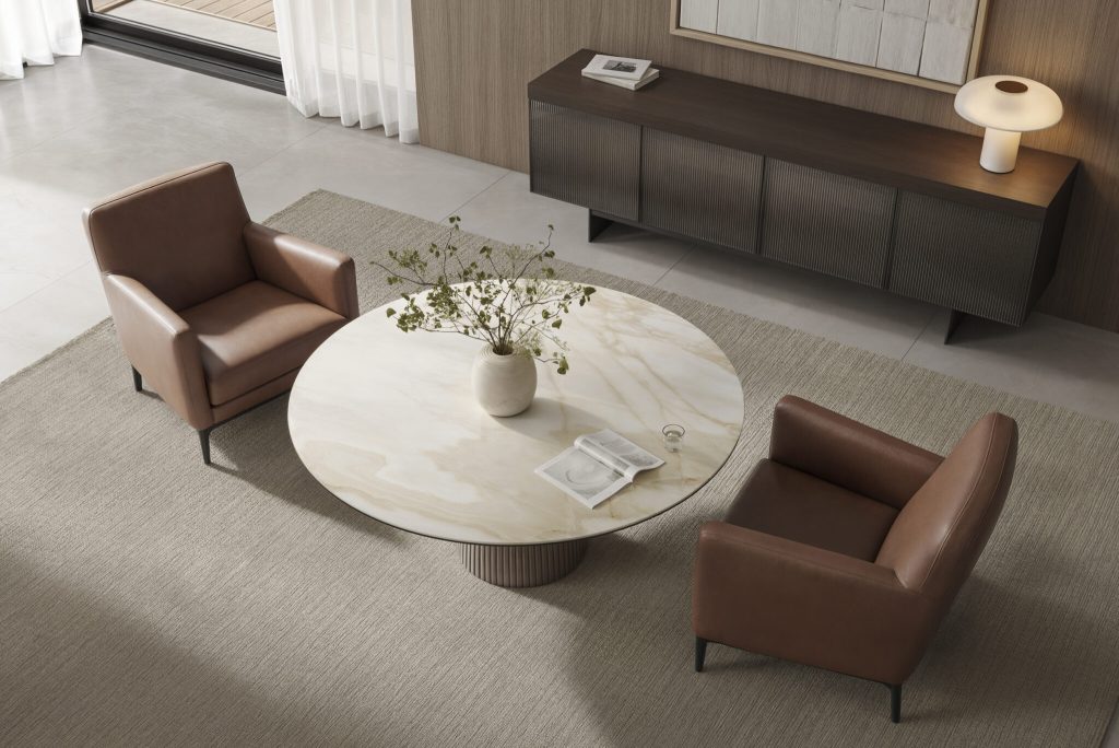 Round Pilea Low Dining Table by LEOPARD Furniture